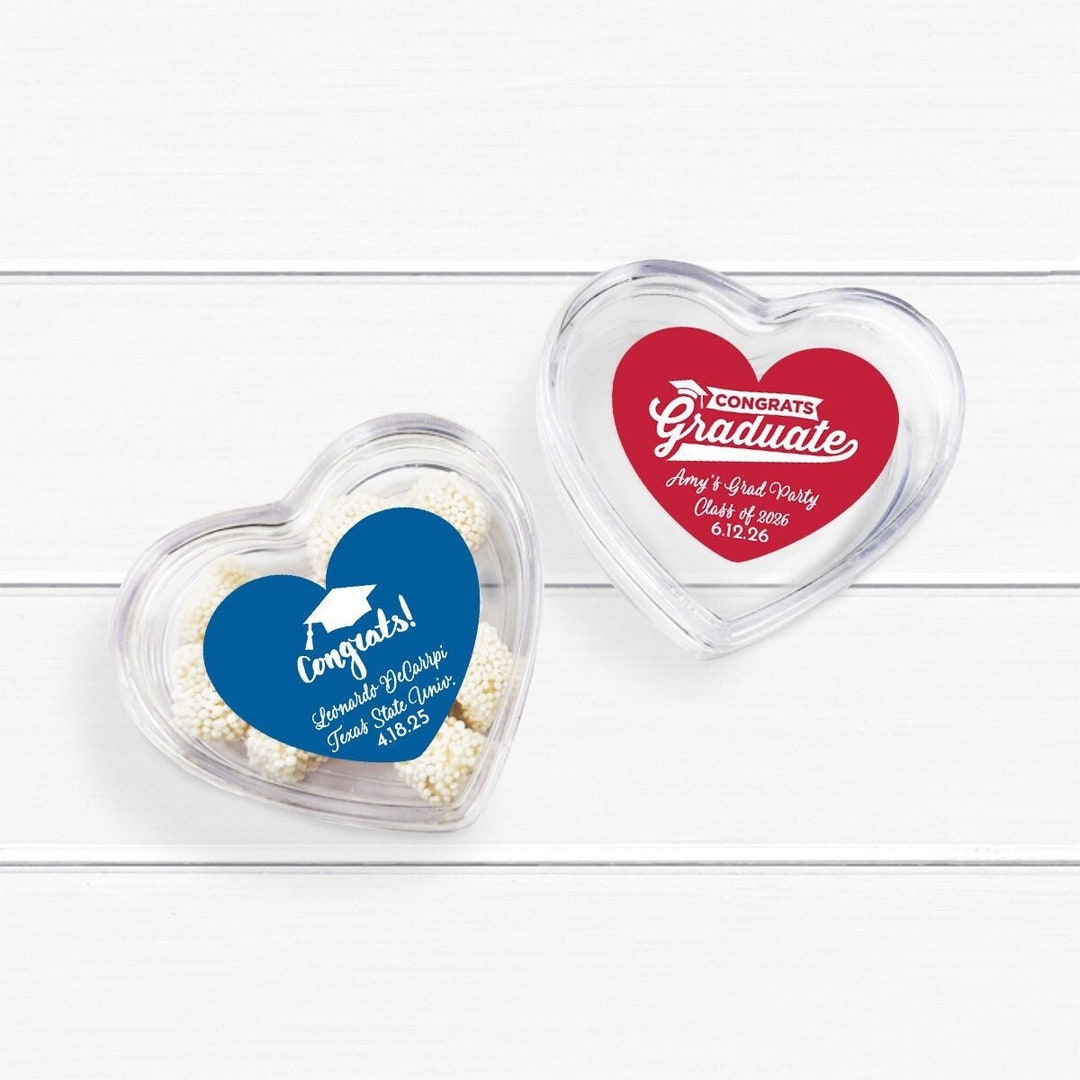 Graduation Favors, Set of 12, Graduation Grad Personalized Heart ...