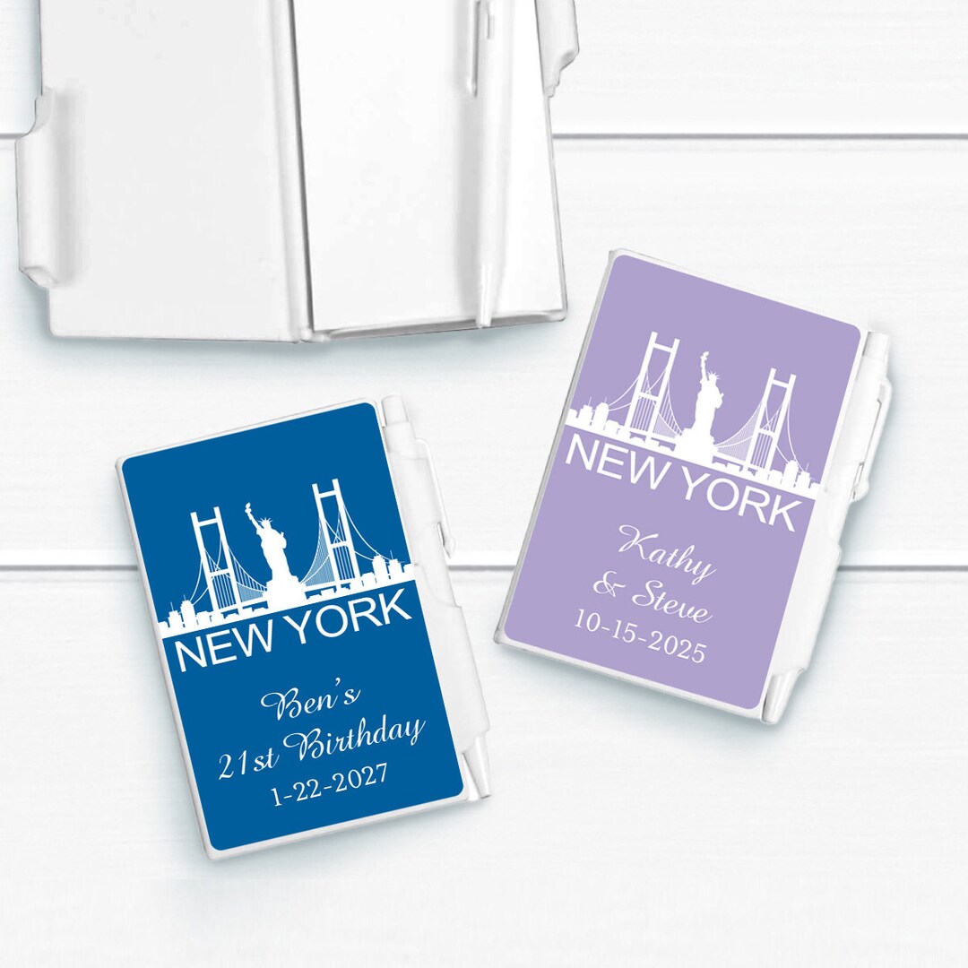 Set of 12 New York Wedding Personalized Labels With Blank Notebook, NYC ...