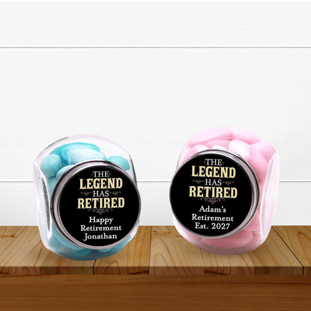 Personalized Retirement Favors: Legend Has Retired Candy Jars, Set of ...