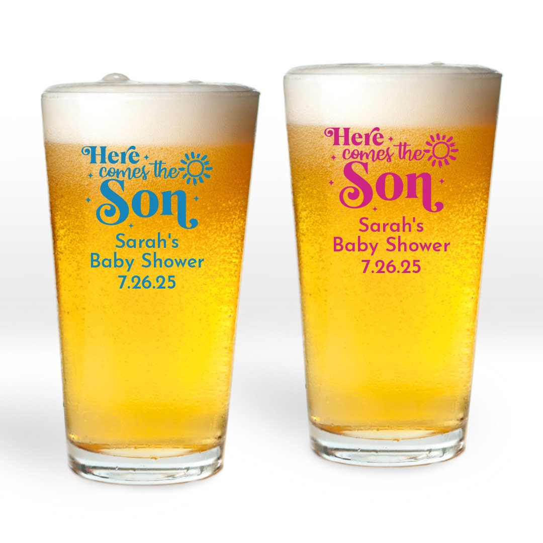 24 Pcs Here Comes the Son Large Size Personalized Pint Drinking Glass ...