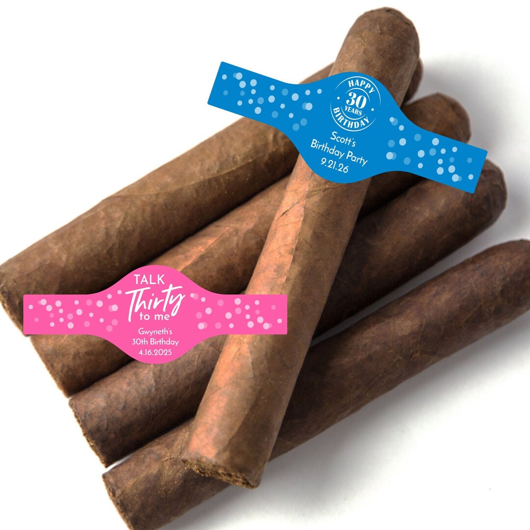 Thirtieth 30th Birthday Bulk Set of 15 Personalized Birthday Cigar Band ...