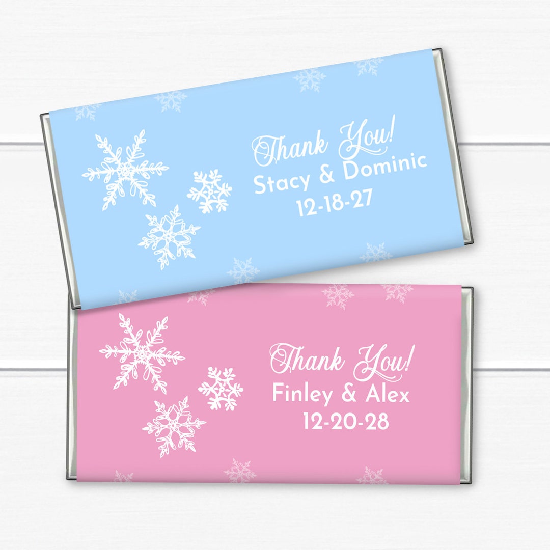 Set of 12 Snowflakes Winter Personalized Hershey's Milk Chocolate Bar ...