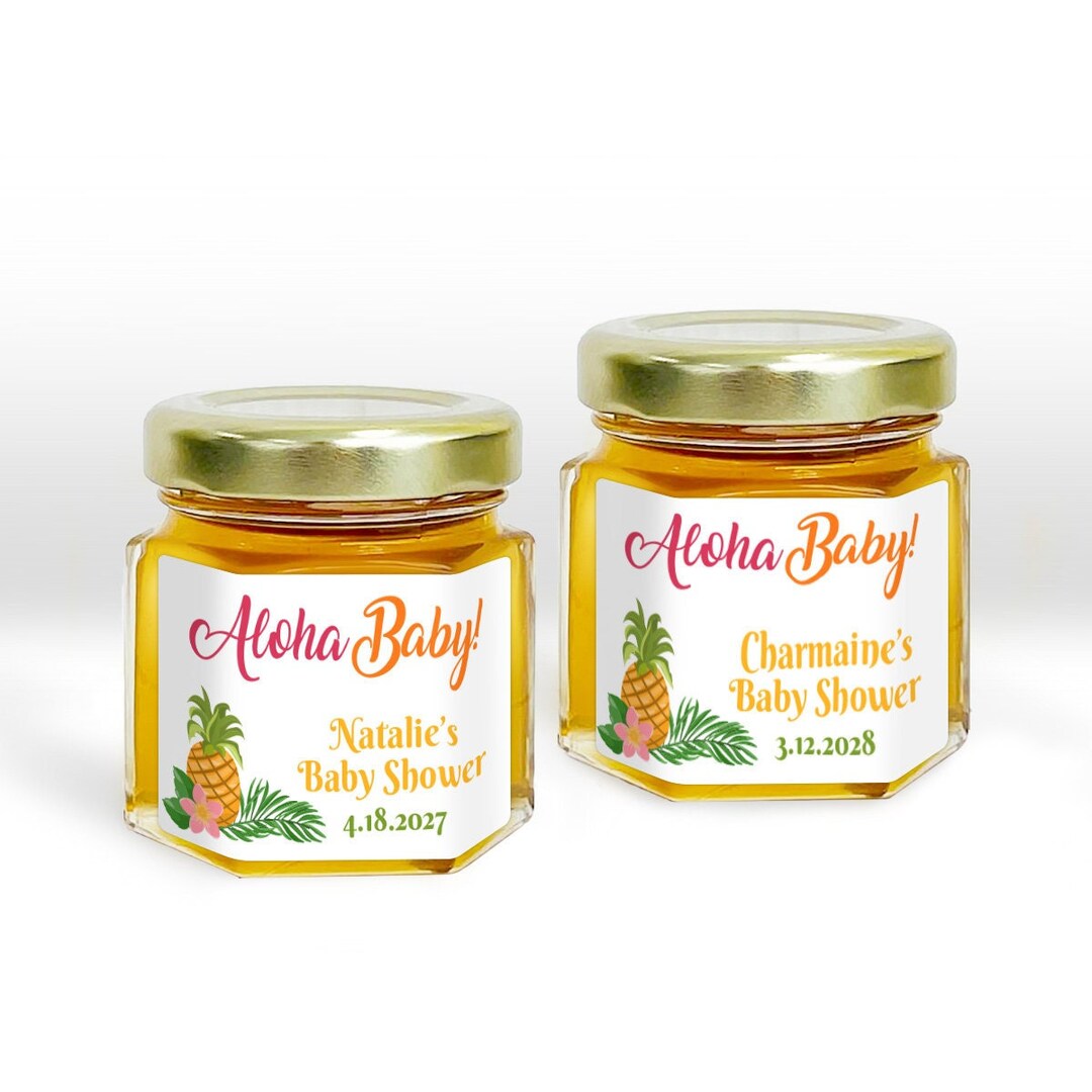 Set of 12 Aloha Baby Pineapple Personalized Mini Honey Jar, Affordable ...