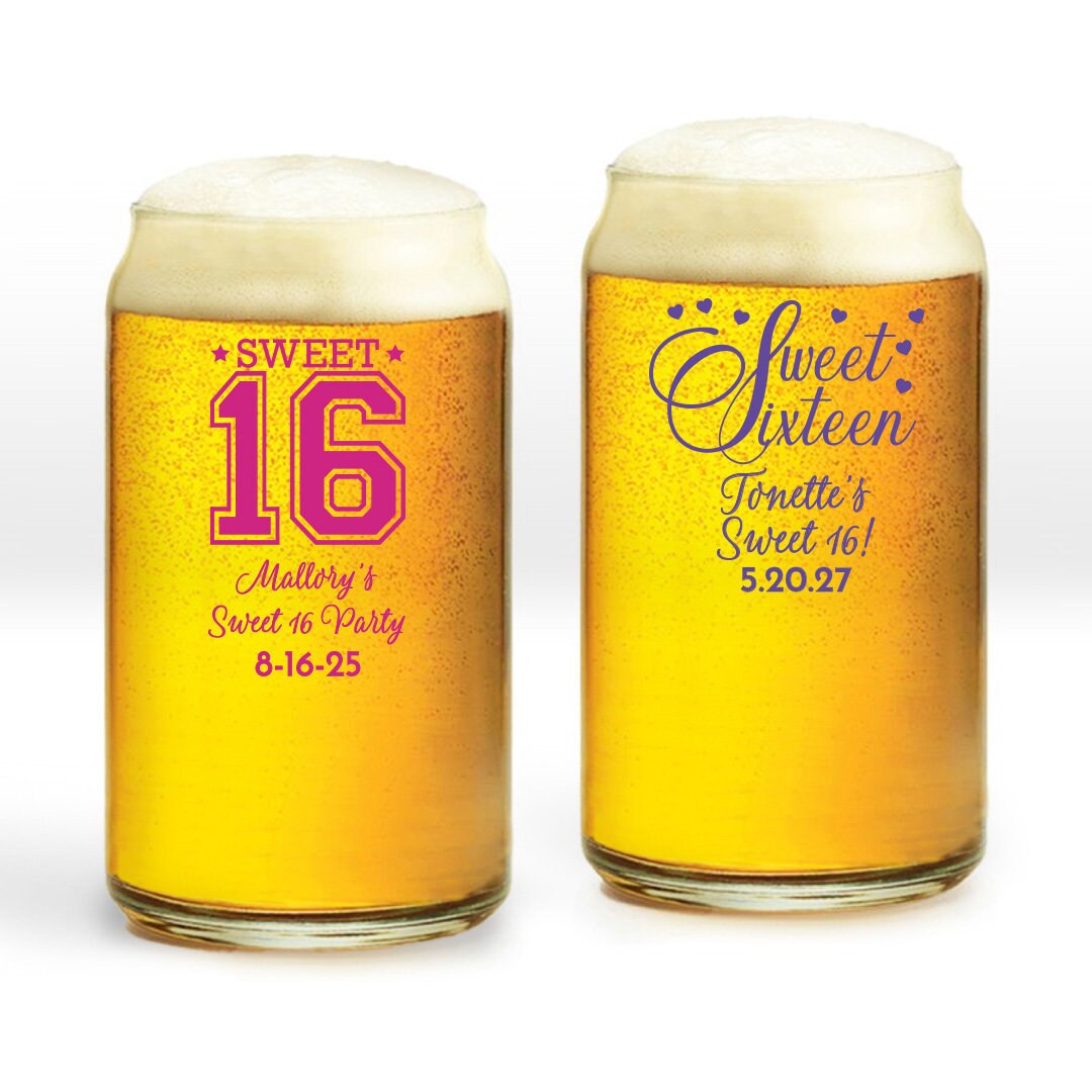 24 Pcs Sweet 16 Personalized Beer Can Shaped Glass Glass Favor - Mae66 ...