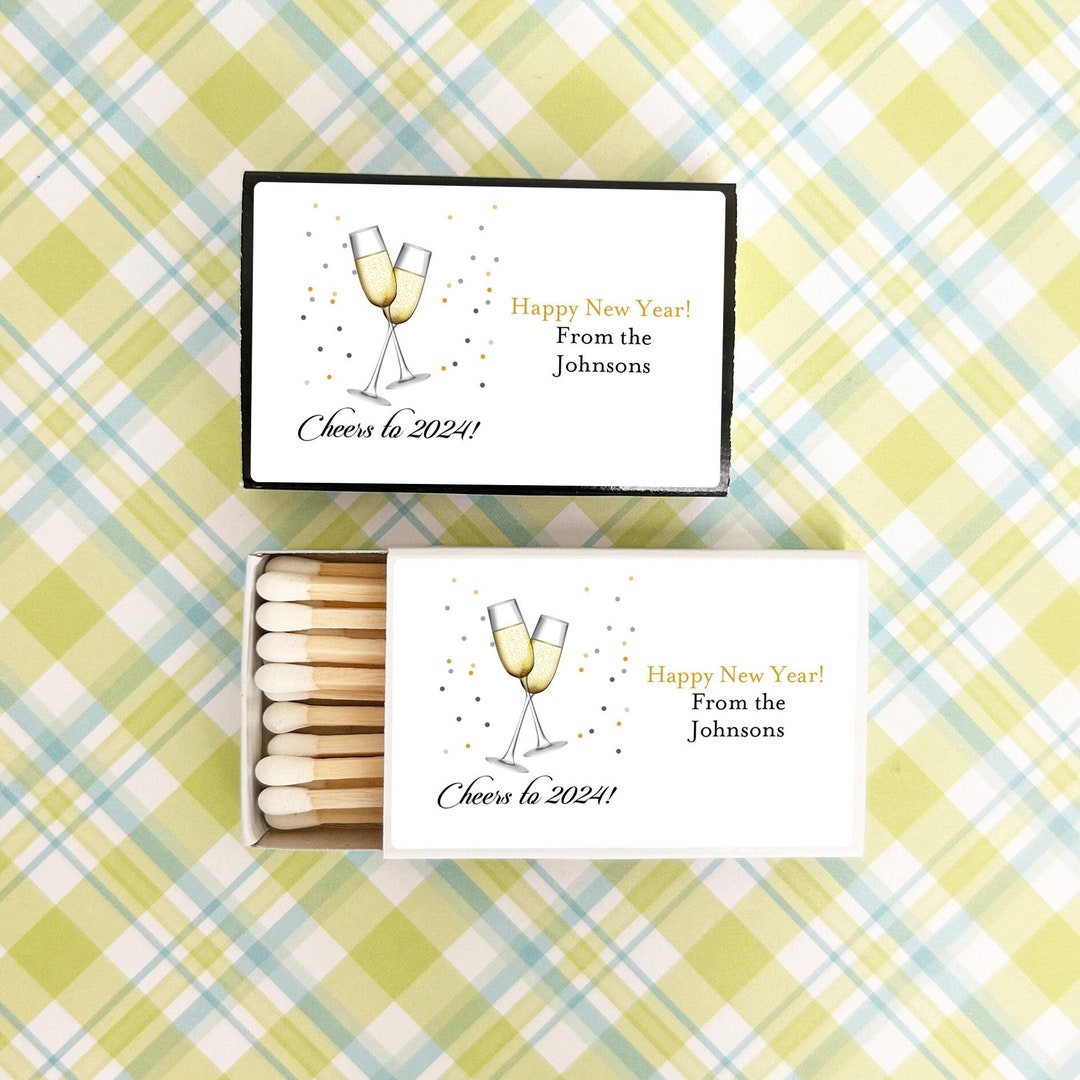 50 Pcs Cheers to New Year 2024 Personalized Matches Matchbox Favors ...