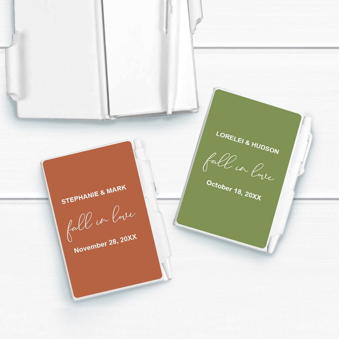 Fall Wedding Favors, Set of 12, Fall in Love Personalized Notebook ...