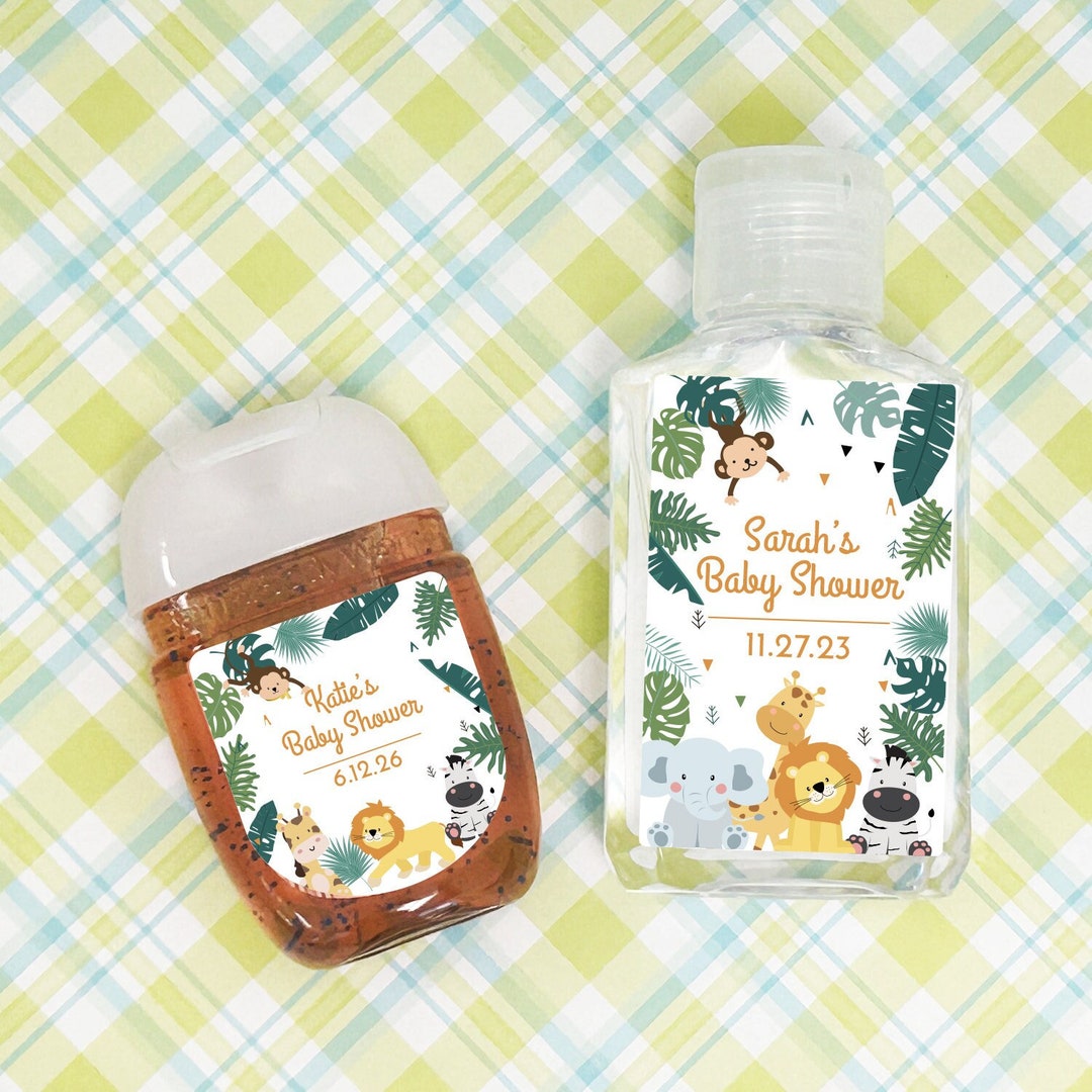 15 Pcs Safari Personalized Sanitizer Stickers Favors Baby Shower ...