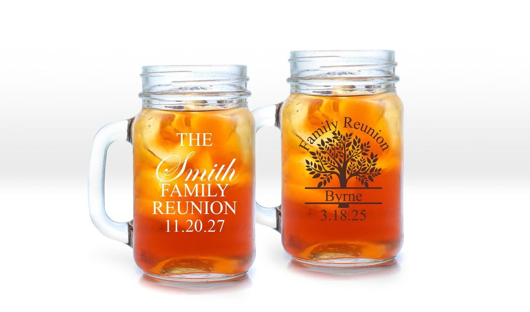 Set of 18 Family Reunion Personalized Large Mason Jar Mug (16oz ...