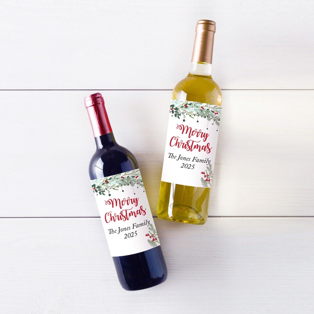 12 Pcs Christmas Holidays Personalized Wine Champagne Bottle Labels ...