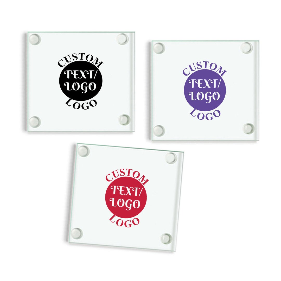 24 Pcs Custom Text Logo Personalized Glass Coaster Favors, Personalized ...