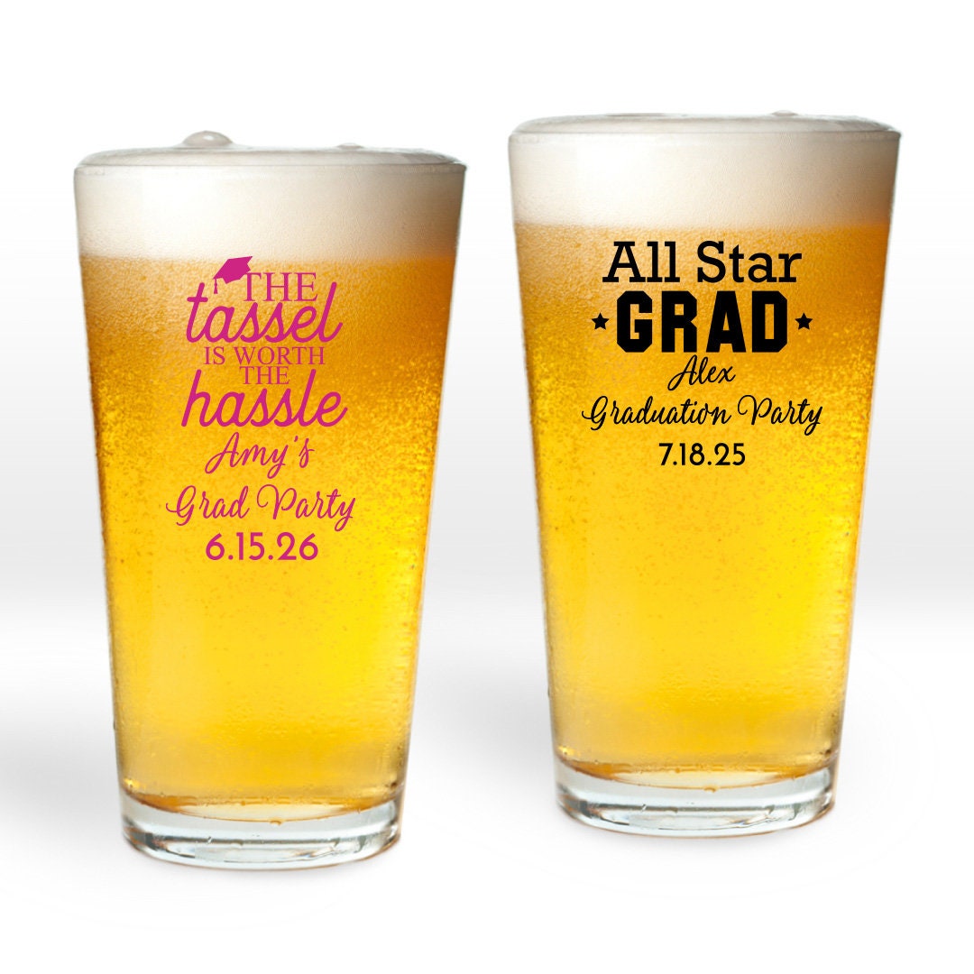 Graduation Favors 18 Pieces Personalized Graduation Pint Beer Drinking ...
