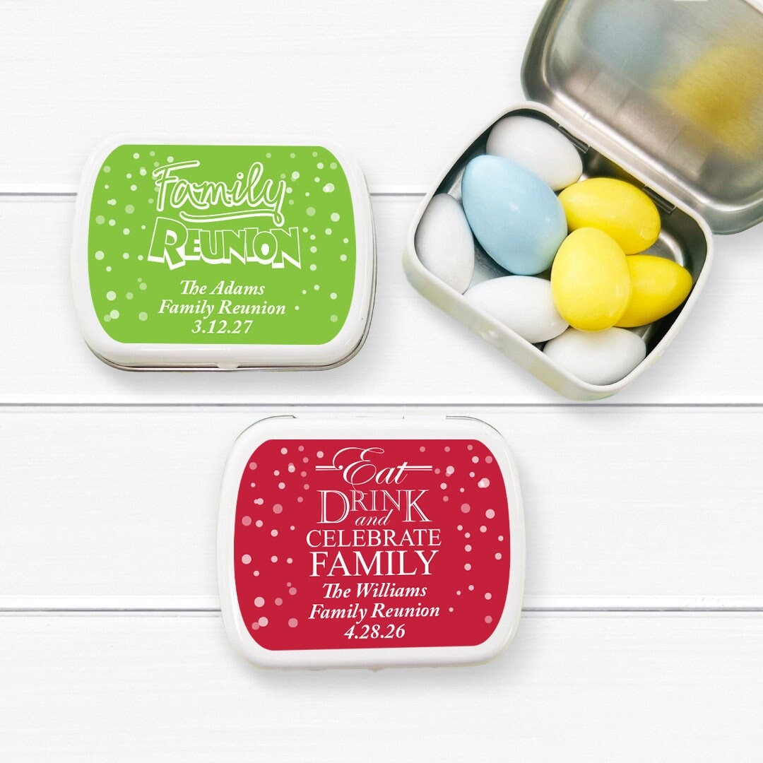 12 Pcs Family Reunion Personalized Empty Candy Mint Tin Favors - Family ...