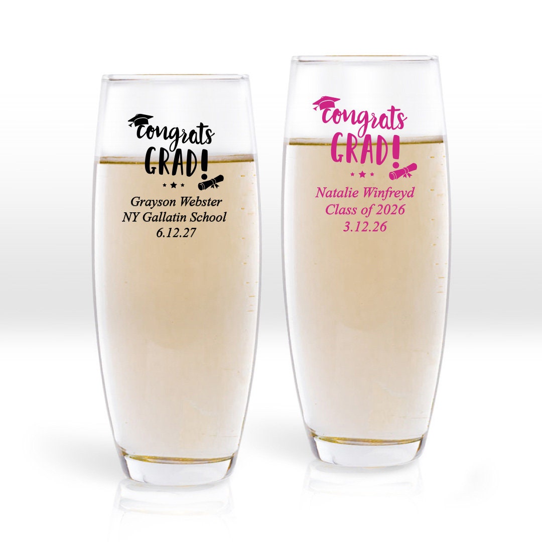 Graduation Bulk Favors 24 Pieces Congrats Grad Personalized Stemless ...