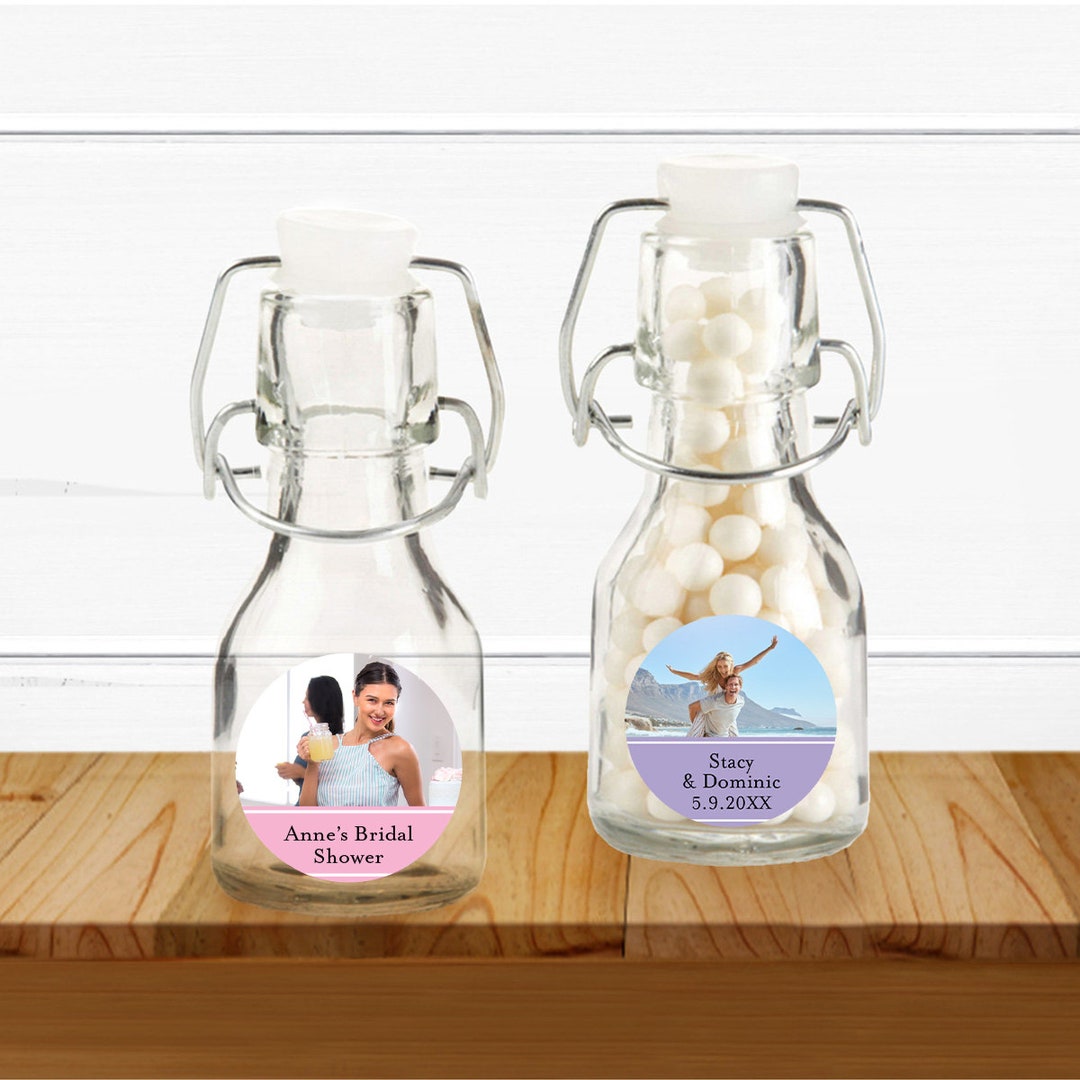Set of 12 Picture Perfect Wedding Personalized Mini Swing Top Jar ...