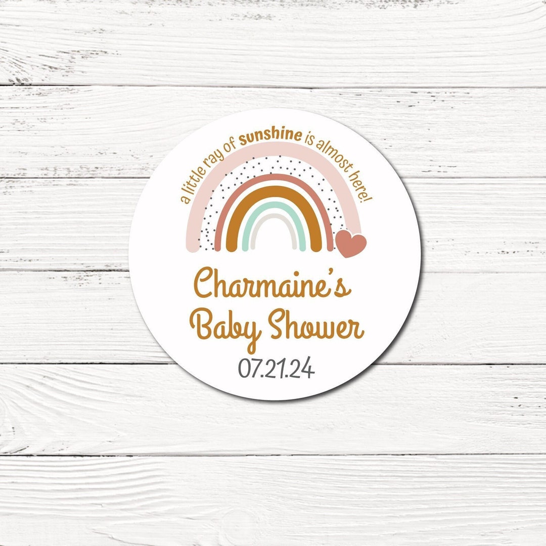 Baby Shower Labels, 24 Pcs A Little Ray of Sunshine Personalized Baby ...