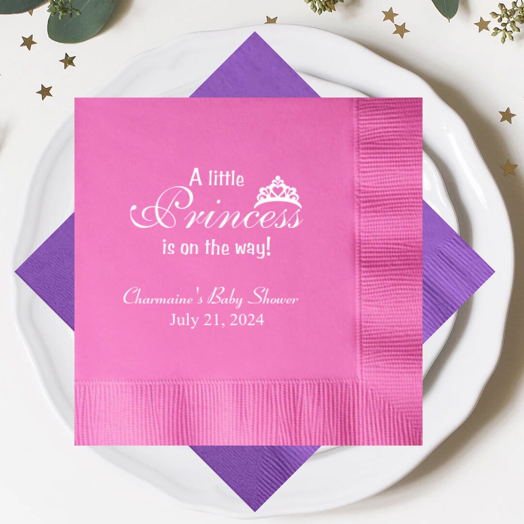 100 Pcs Personalized Napkins A Little Princess is on the Way Baby ...