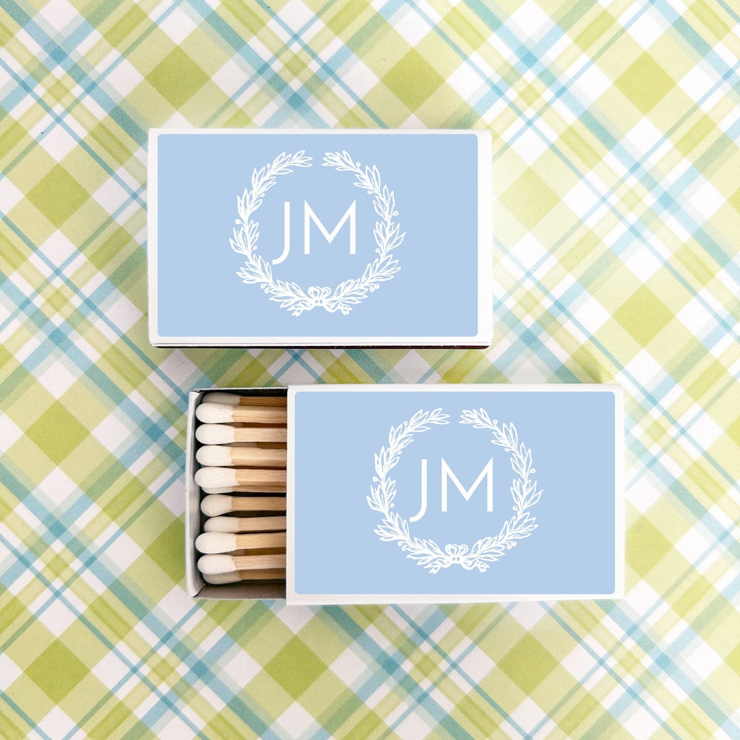 Wedding BULK Matches Set of 50, Monogram Wreath Personalized Matches ...