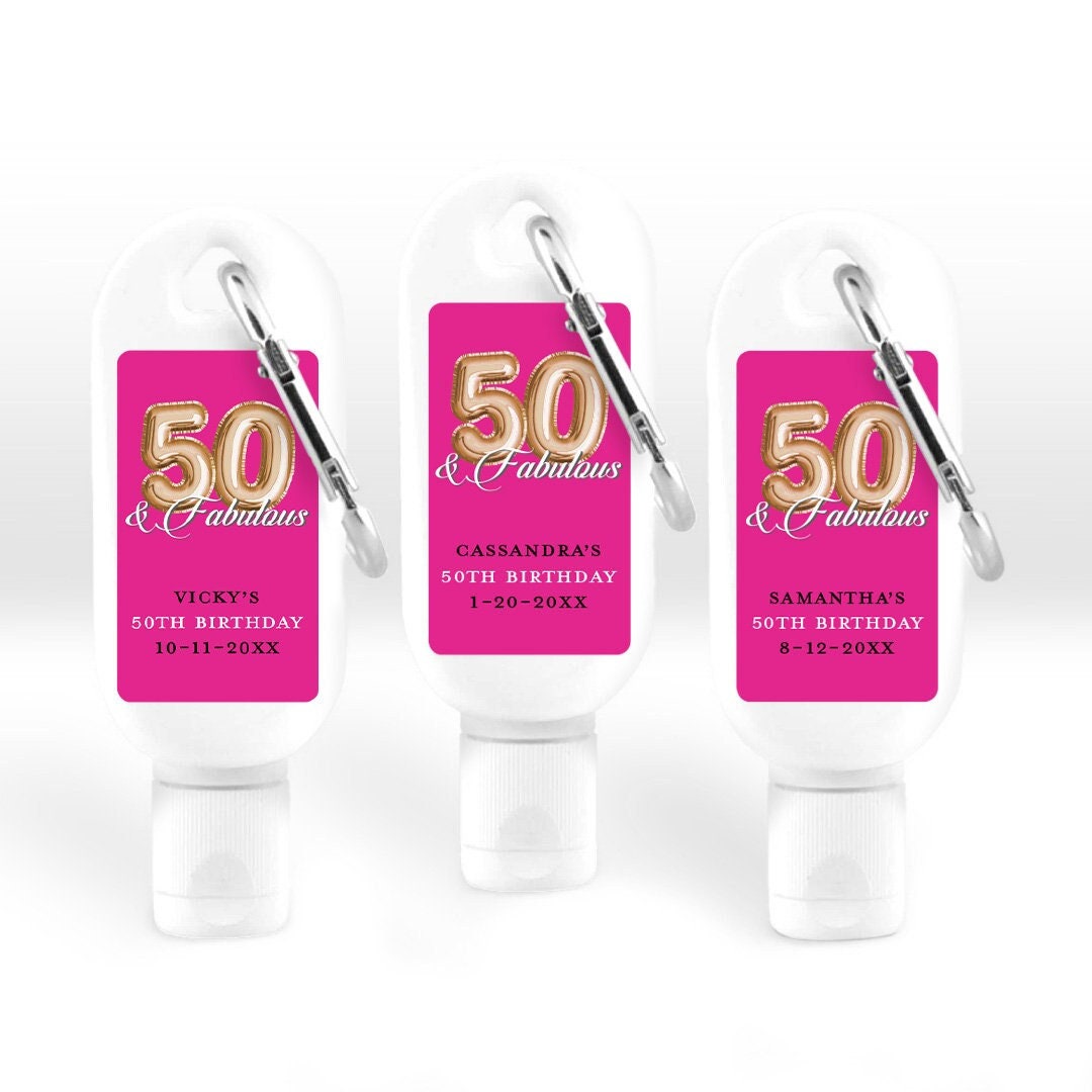 12 Pcs 50 & Fabulous Personalized Sunscreen SPF30 With Carabiner Favors ...