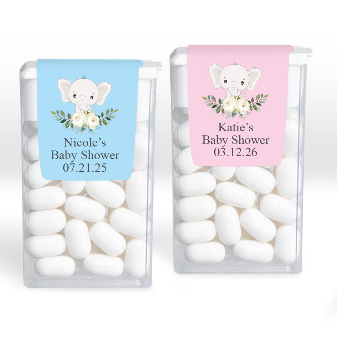 Baby Shower Favors, 12 Pieces Baby Elephant Personalized Tic Tac Favors ...