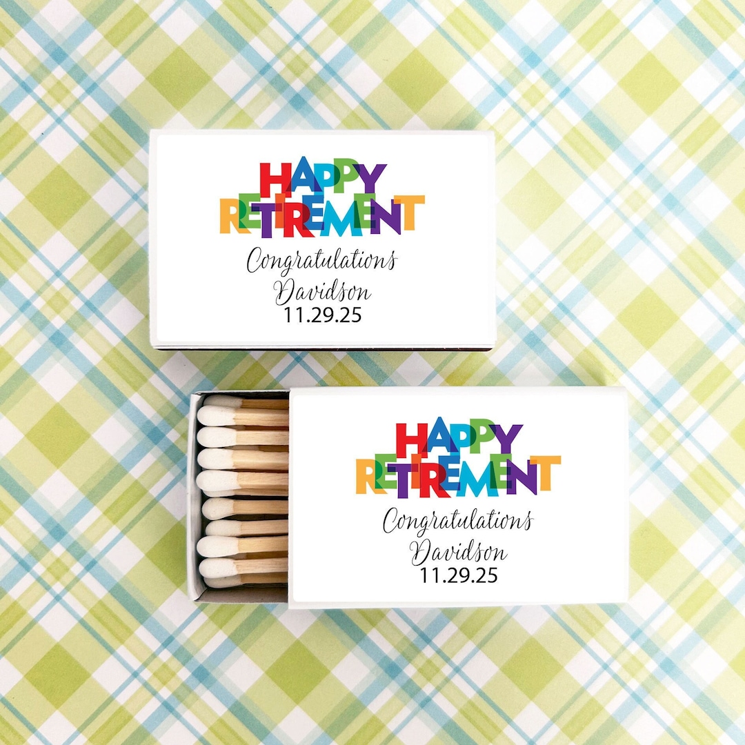 Retirement Matches Bulk 50 Pieces Happy Retirement Personalized Matches ...