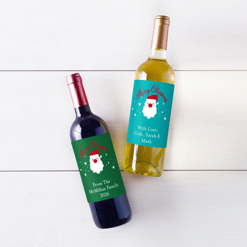 Personalized Christmas Santa Wine Labels - Set of 12 - Etsy