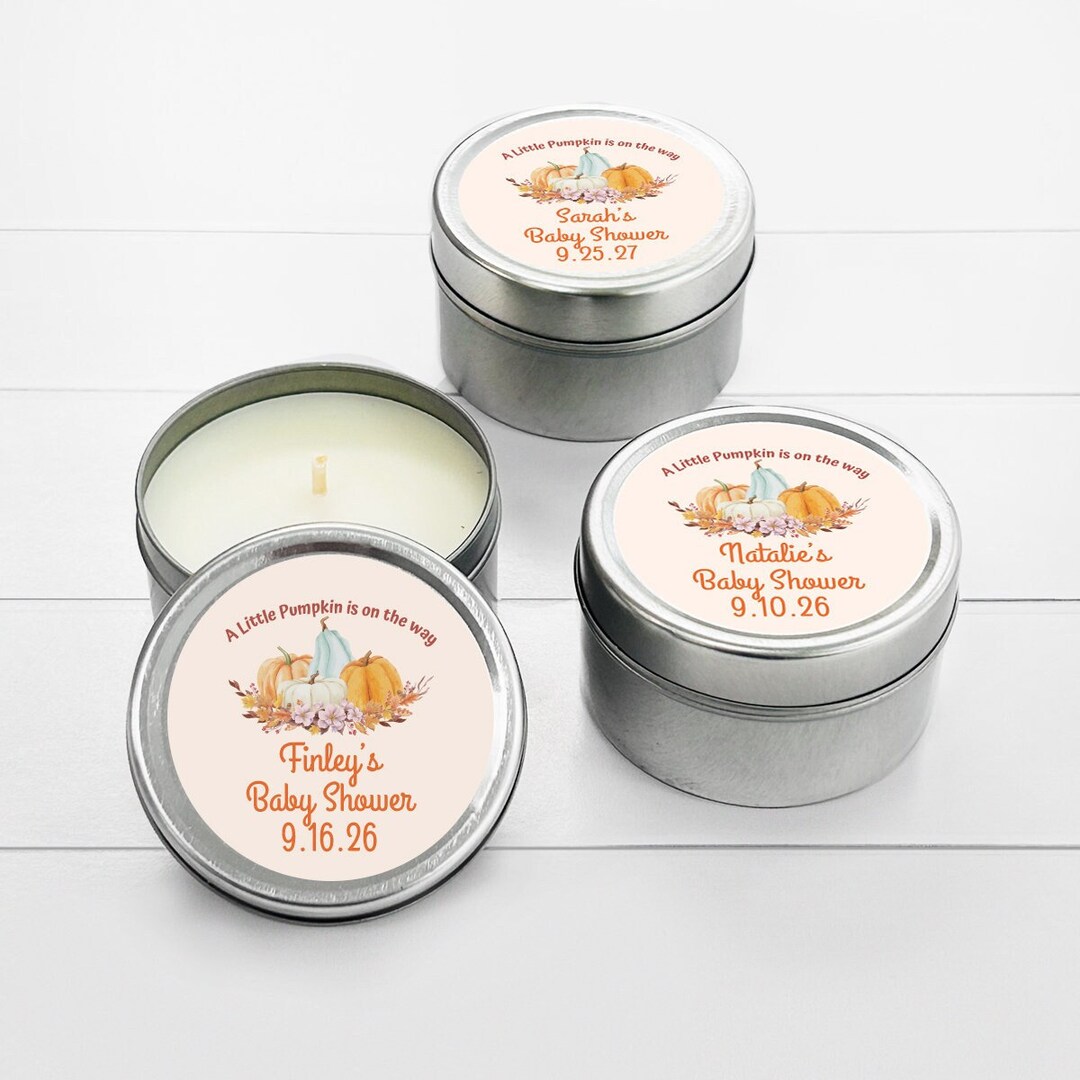 12 PIECES A Little Pumpkin is on the Way Personalized Travel Candle ...