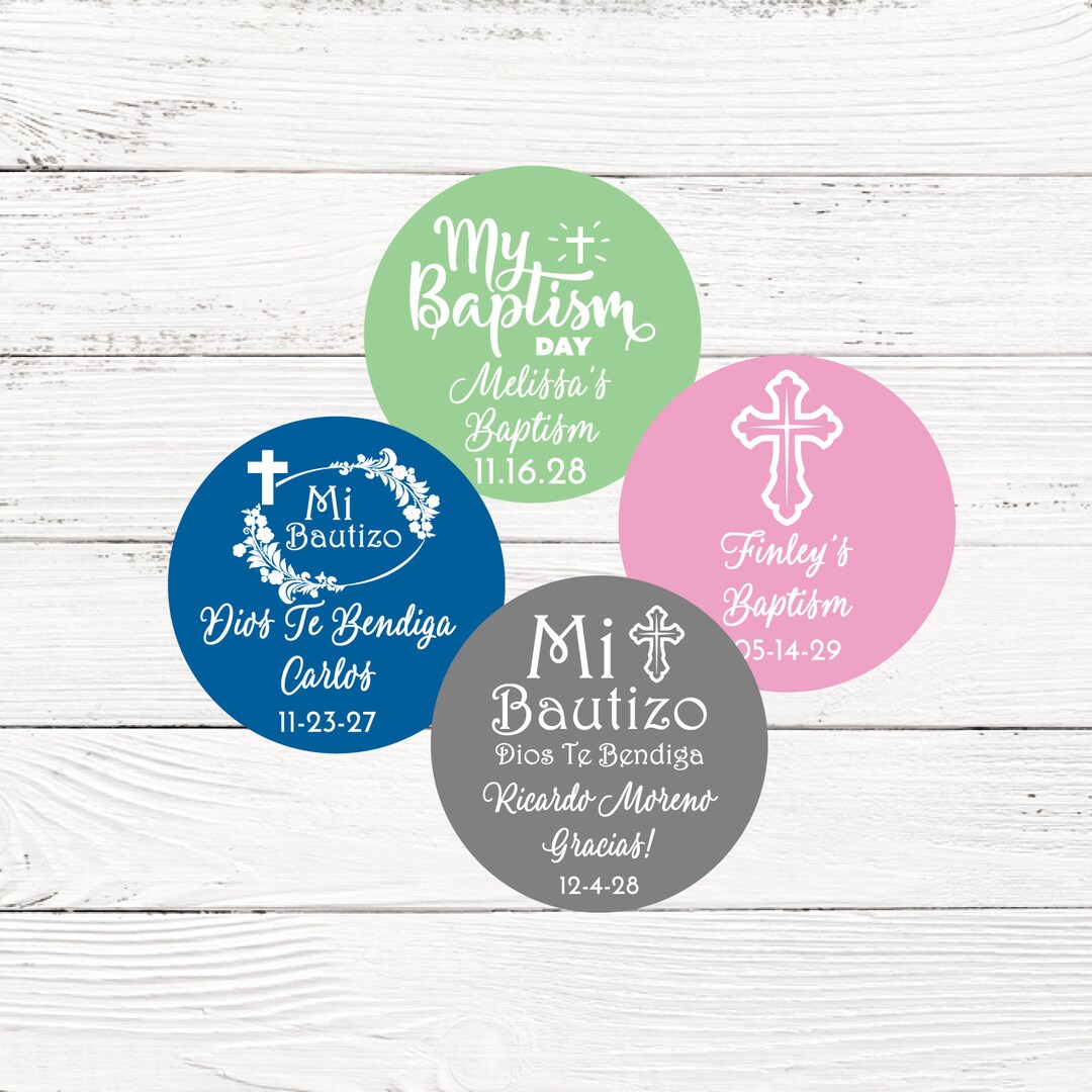 12 Pcs Mi Bautizo Personalized 2 Inches Round Sticker - Christening ...