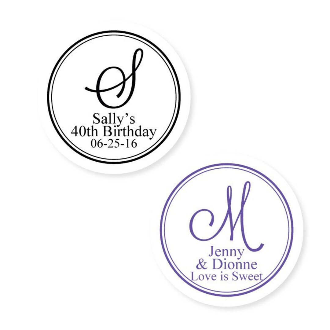 Wedding Labels, 24 Pcs Monogram Personalized Wedding Labels - Wedding ...