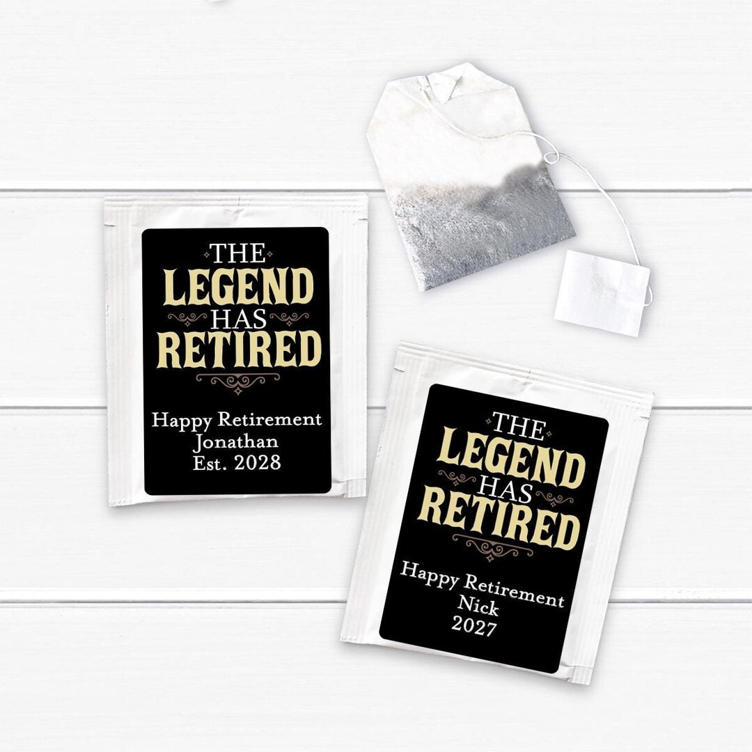 Retirement Favors, Set of 30, the Legend Has Retired Personalized Tea ...