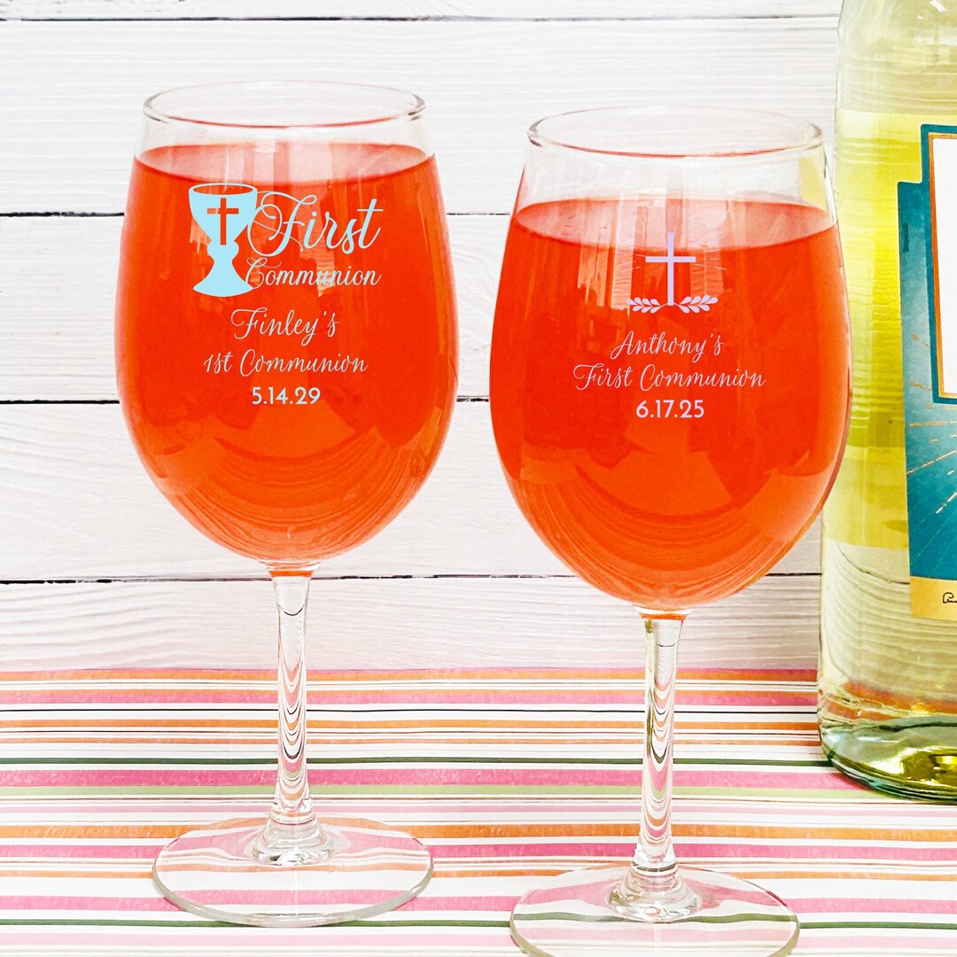24 Pcs First Communion Personalized Wine Glass With Stem - Etsy