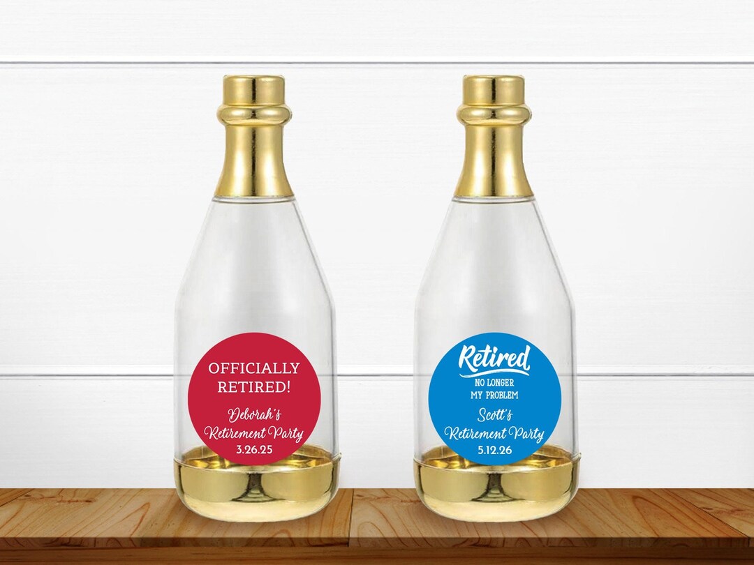 12 Pcs Retirement Gold Champagne Bottle With Stickers - Retirement ...