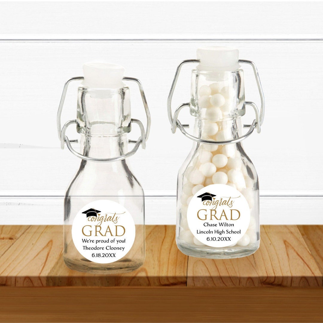 Set of 12 Congrats Grad Personalized Mini Swing Top Glass Jar Bottle ...