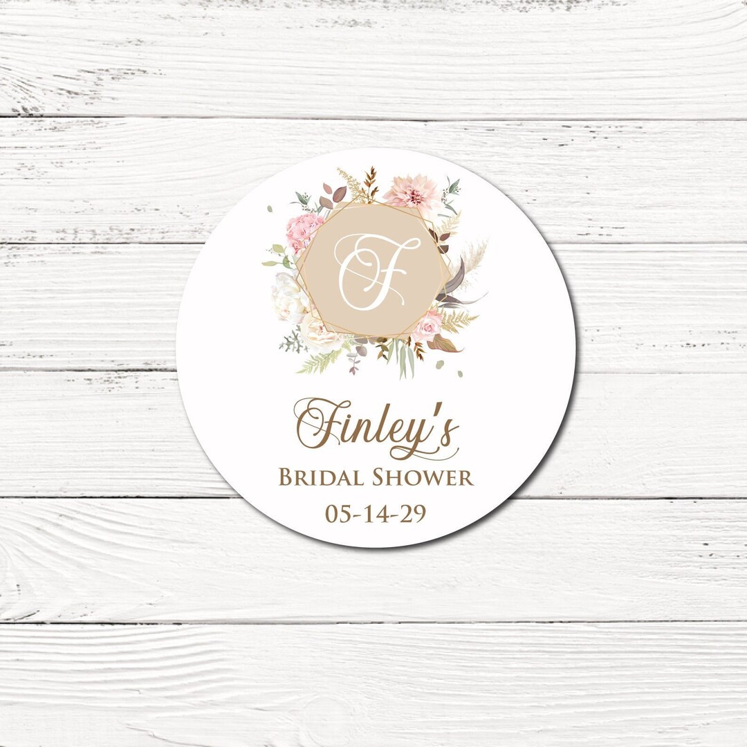 Bridal Shower Labels, 24 Pcs Monogram Personalized Bridal Shower Labels ...