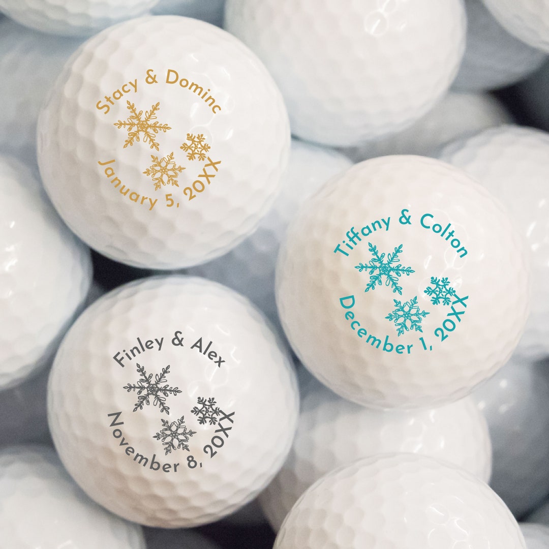 Wedding Favors, 12 Pcs Snowflakes Winter Personalized Golf Ball Party ...