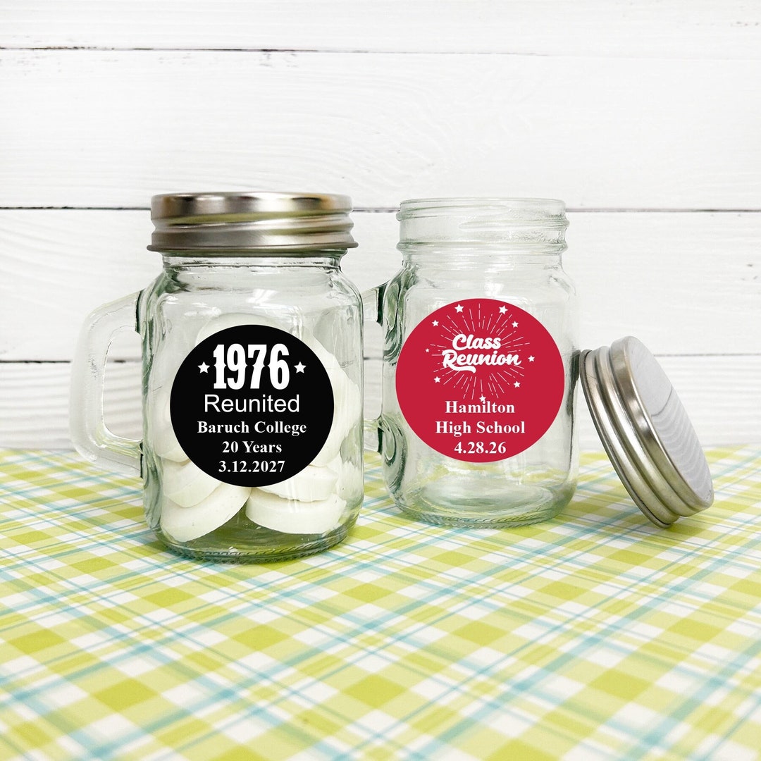 Class Reunion Favors Set of 12 Personalized Minis Mason Jar Favors With ...