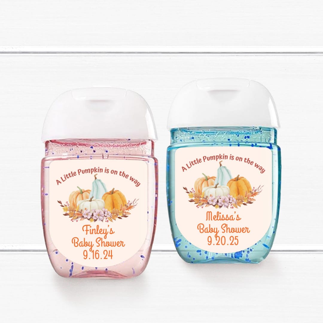 15 Pcs A Little Pumpkin is on the Way Personalized Sanitizer Stickers ...