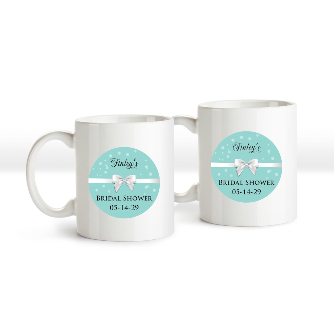 Bridal Shower Personalized White Coffee Mugs Bridal Shower Favor Box ...