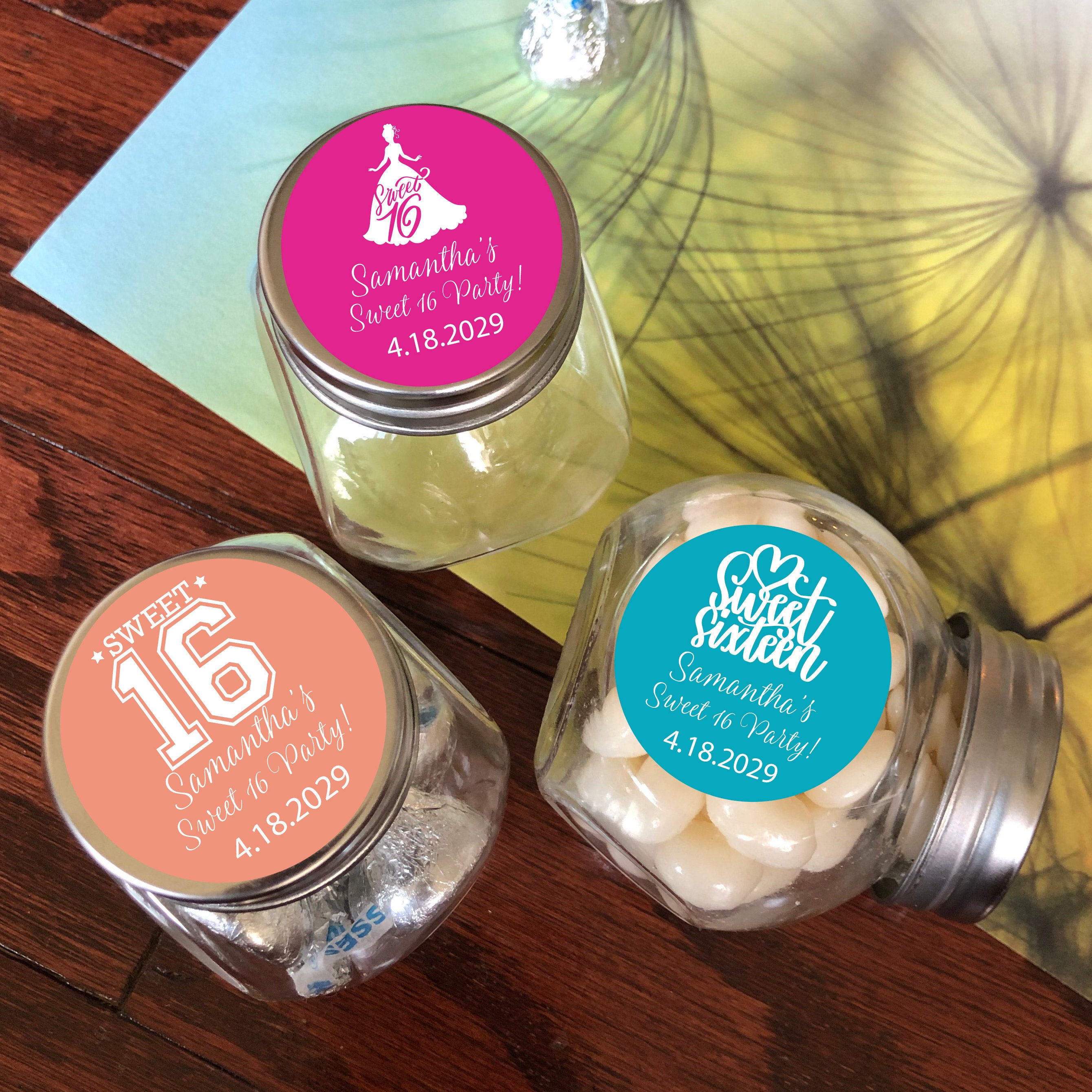 12 Pcs Sweet Sixteen Personalized Candy Jar Favors - Personalized ...