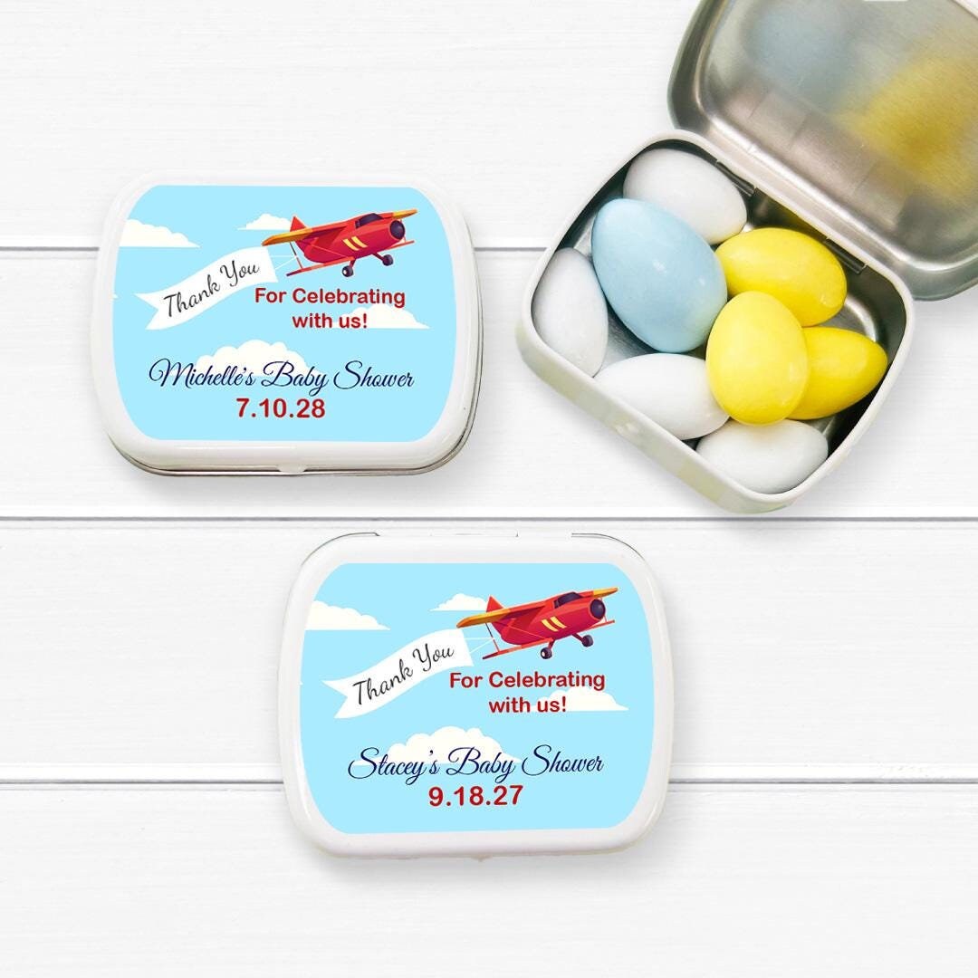 Birthday Baby Shower Favors, Set of 12, Vintage Airplane Personalized ...