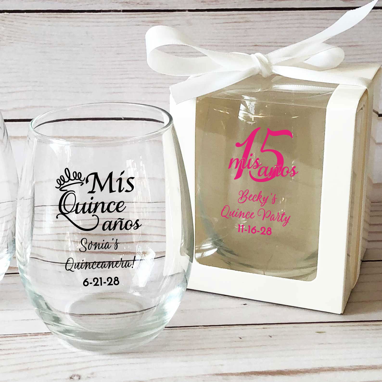 24 Pcs Quince Años Personalized Stemless Favors Wine Glass - Etsy
