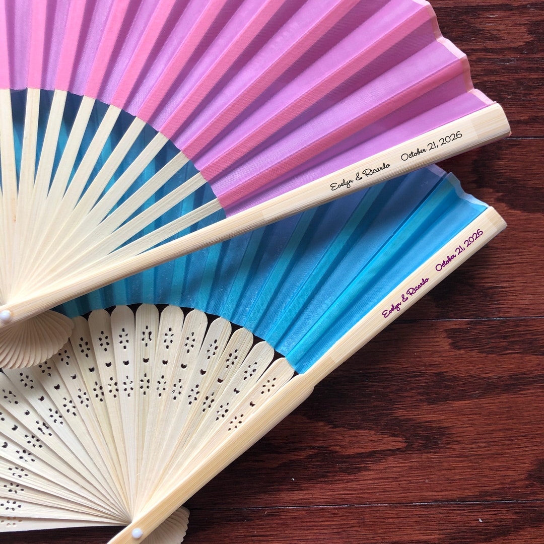 20 PIECES Personalized Silk Hand Fans With Clear Stickers - MAE72 - Etsy