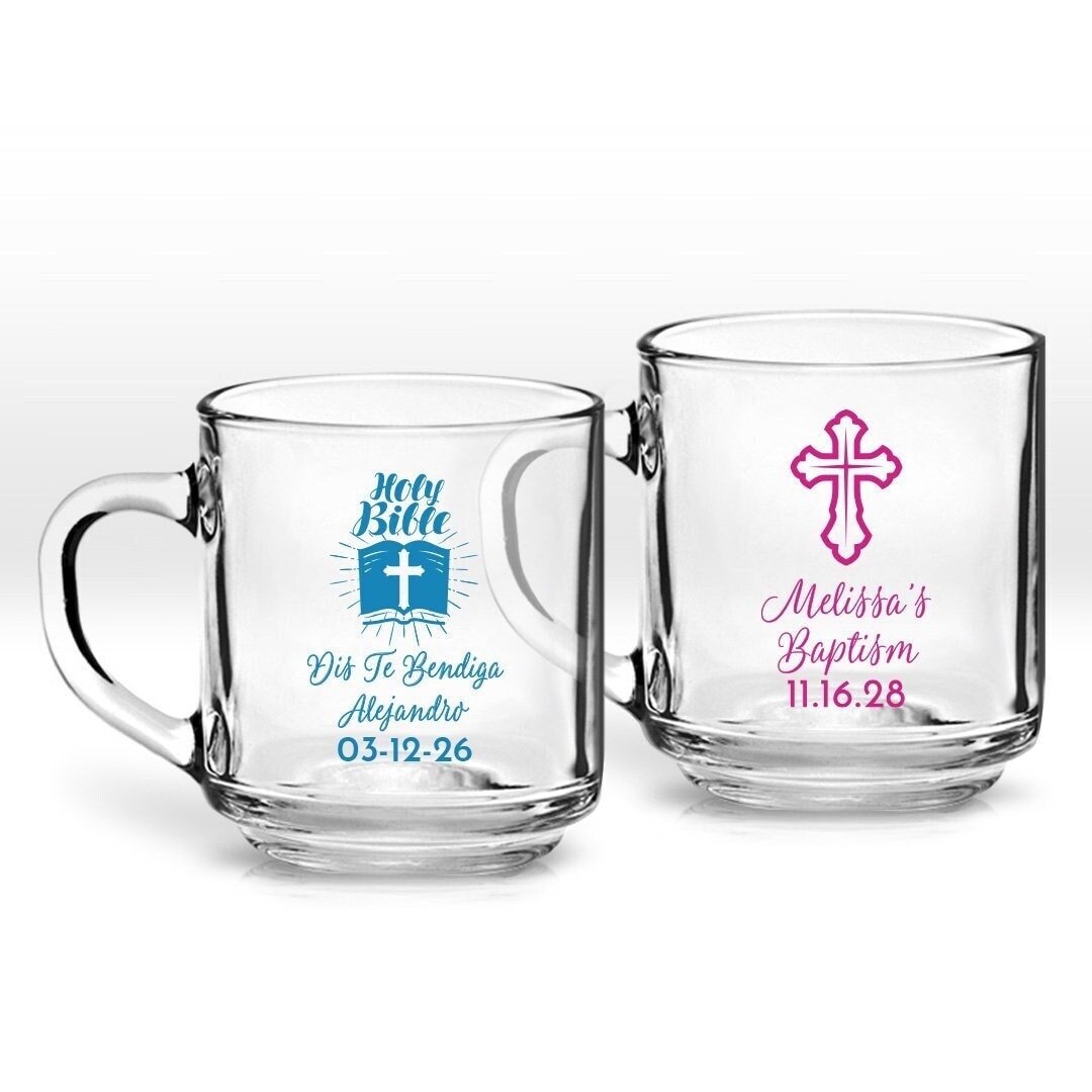 Christening Baptism Mi Bautizo Personalized Clear Glass Coffee Mugs ...