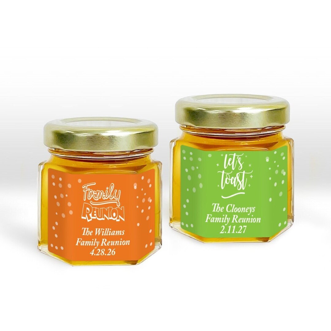Set of 12 Family Reunion Personalized Mini Honey Jar, Affordable Family ...