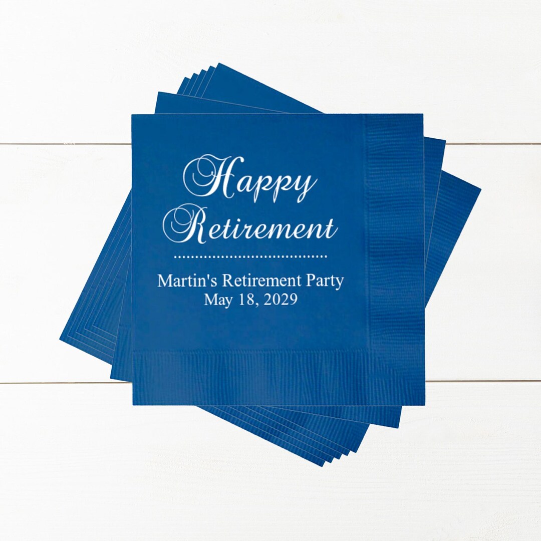 100 Pcs Personalized Napkins - Happy Retirement Design Napkins ...