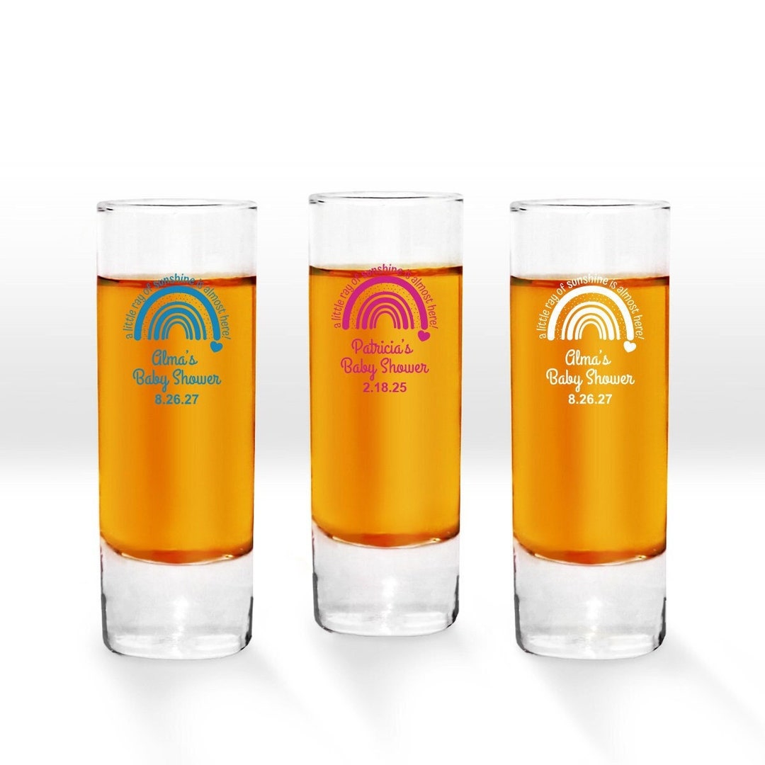 Baby Shower A Little Ray of Sunshine Personalized Tall Shot Glass Baby ...