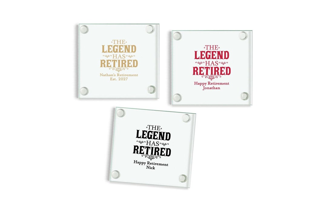 Retirement Favors, Set of 24, the Legend Has Retired Personalized Glass ...