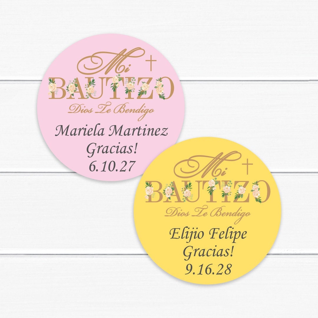 Mi Bautizo Labels, 24 Pcs Mi Bautizo Personalized Baptism Labels ...