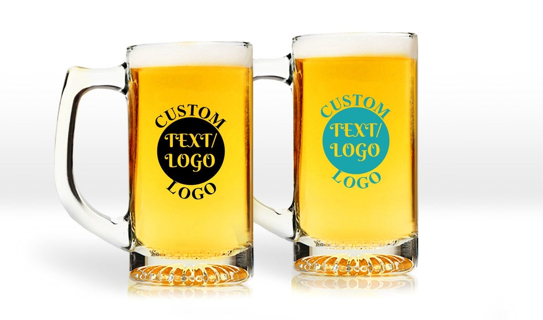 24 Pcs Custom Text Logo Personalized Beer Mug Glass Favors Party Favors ...