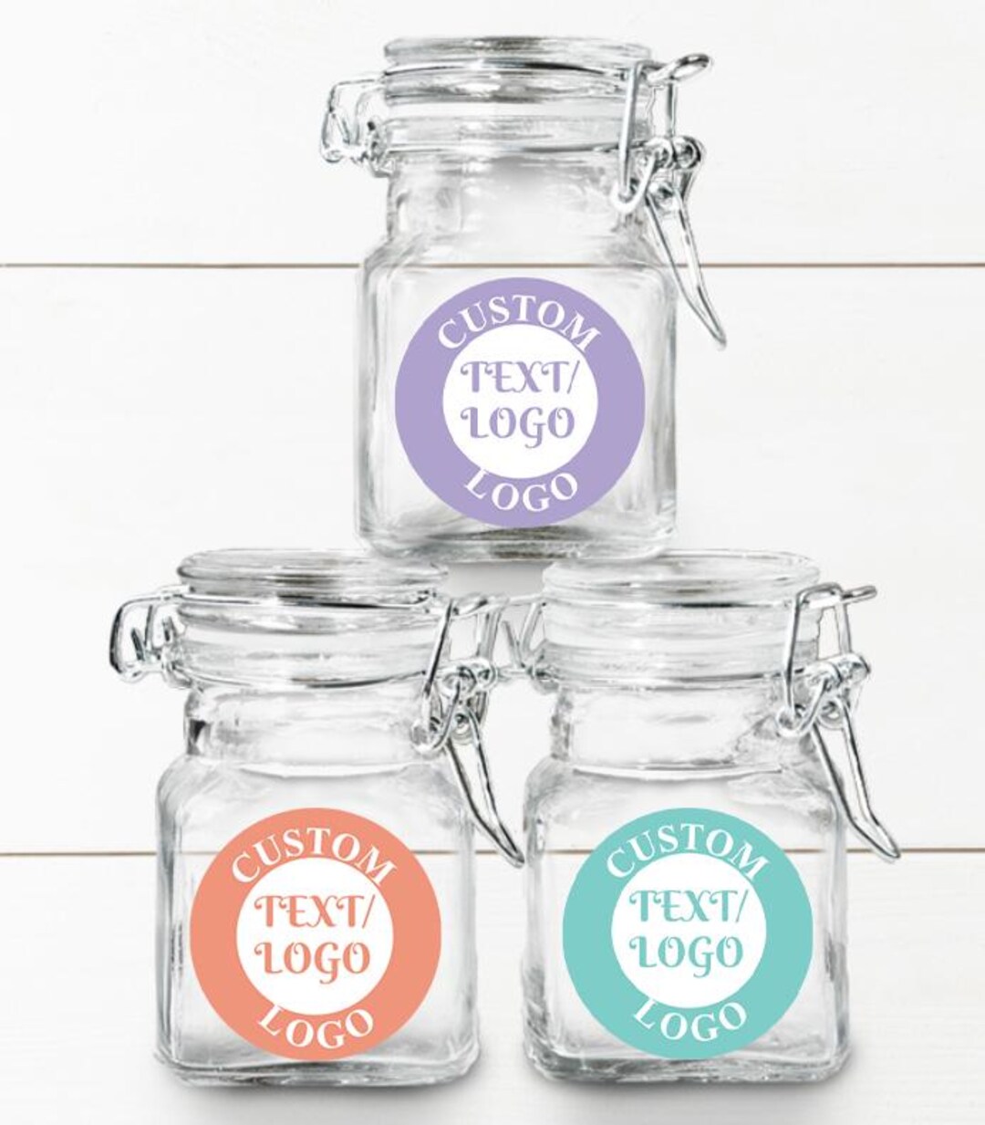 12 Pcs Logo Personalized Square Glass Jar With Labels, Affordable Candy ...
