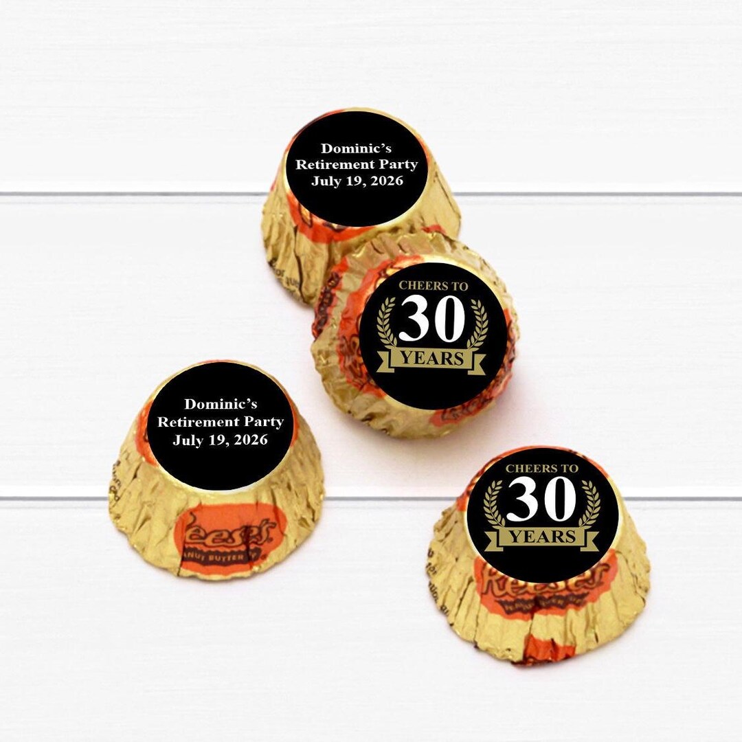 50 Pcs Cheers to Years Birthday Personalized Reese Chocolates Favors ...